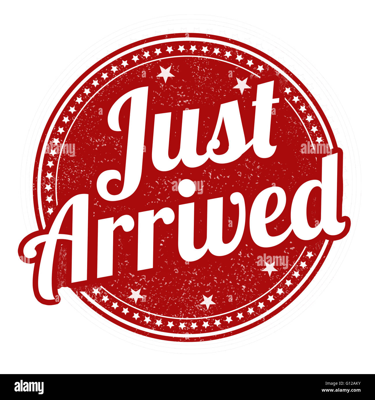 Just arrived grunge rubber stamp on white background, vector ...