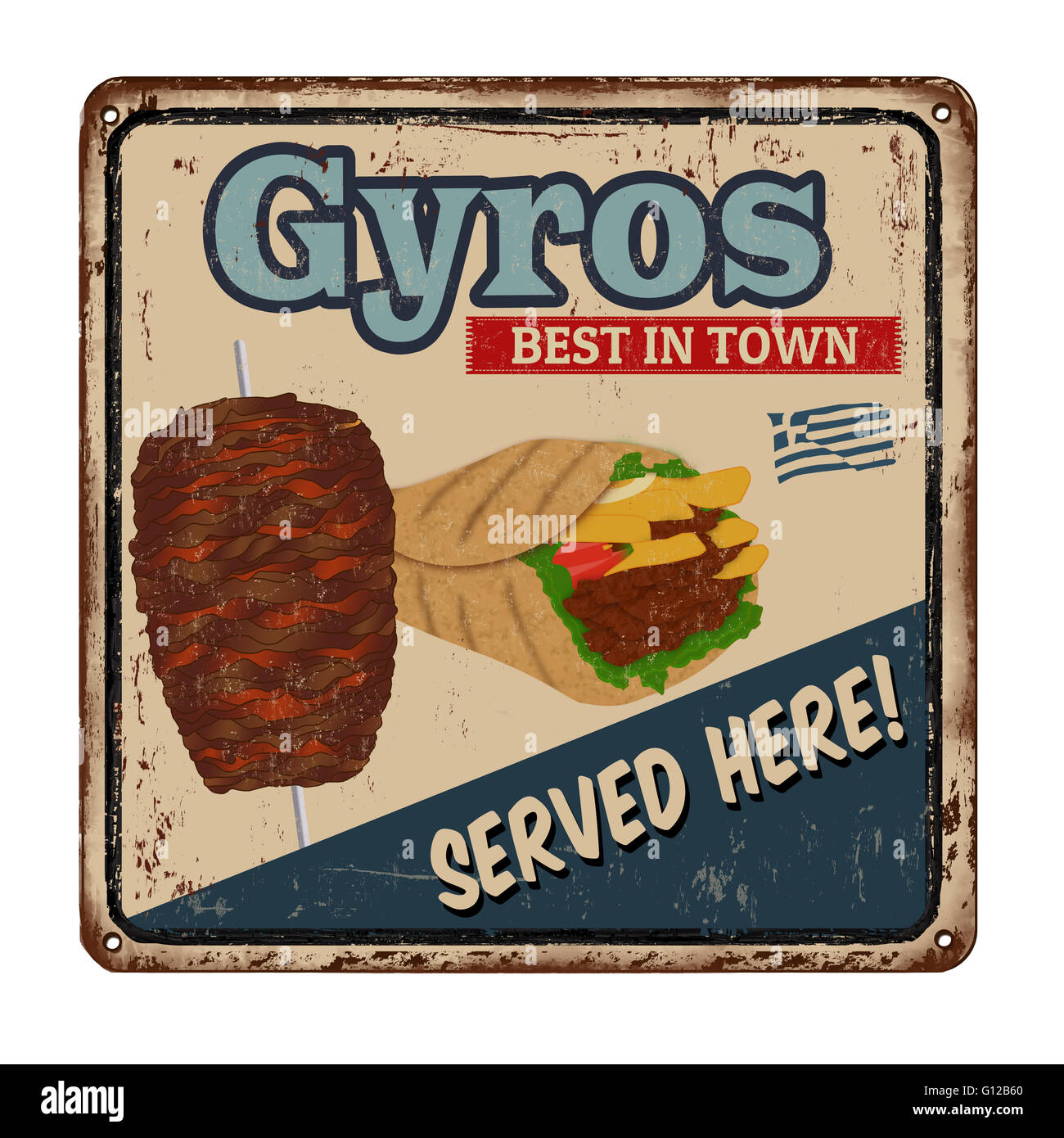 Gyros vintage rusty metal sign on a white background, vector ...