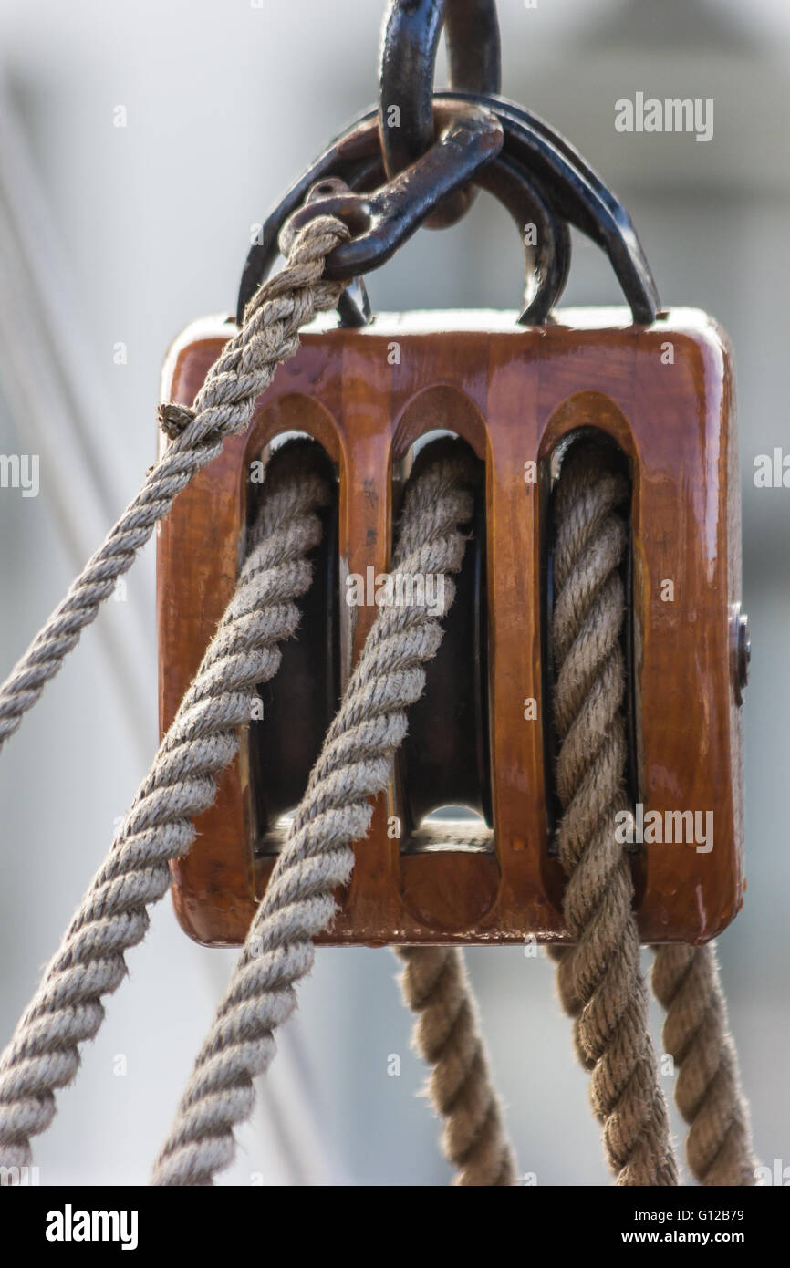 Pulley of an old ship in the center of Groningen, the Netherlands Stock ...