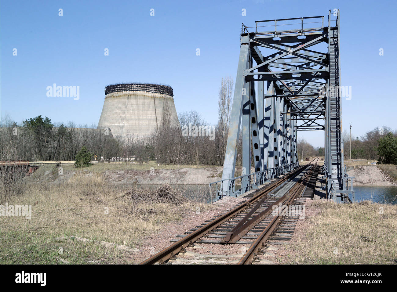 Chernobyl Nuclear Power Plant: Railroad heading to unfinished coolers ...