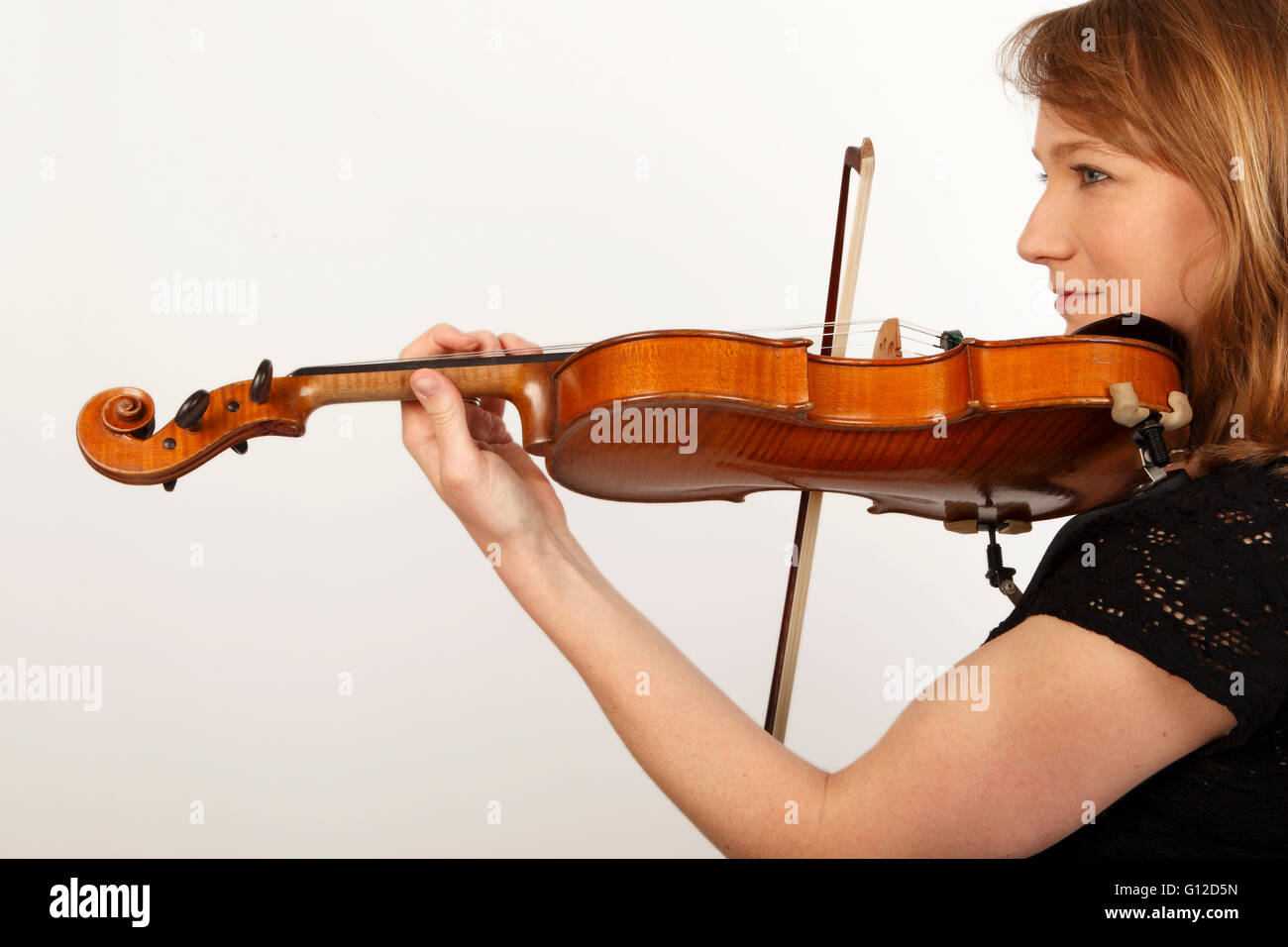 Playing the violin with the bow. Arco. playing position bowing Stock ...