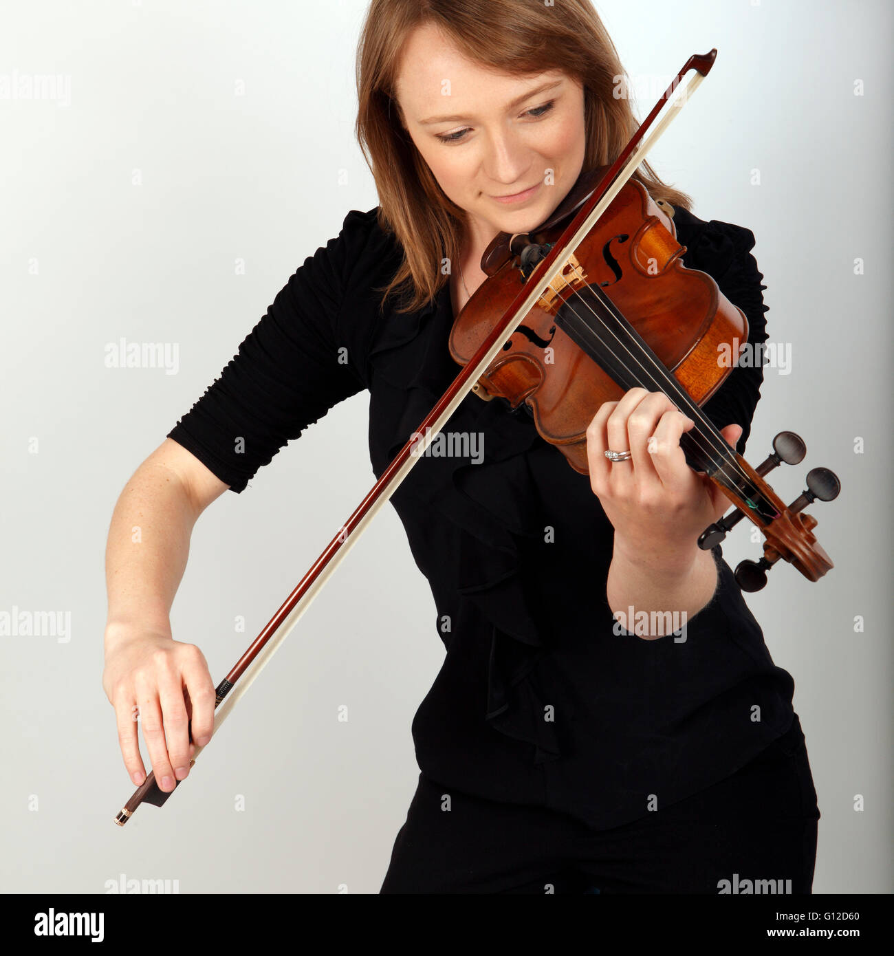 Playing the violin with the bow. Arco. playing position bowing Stock ...