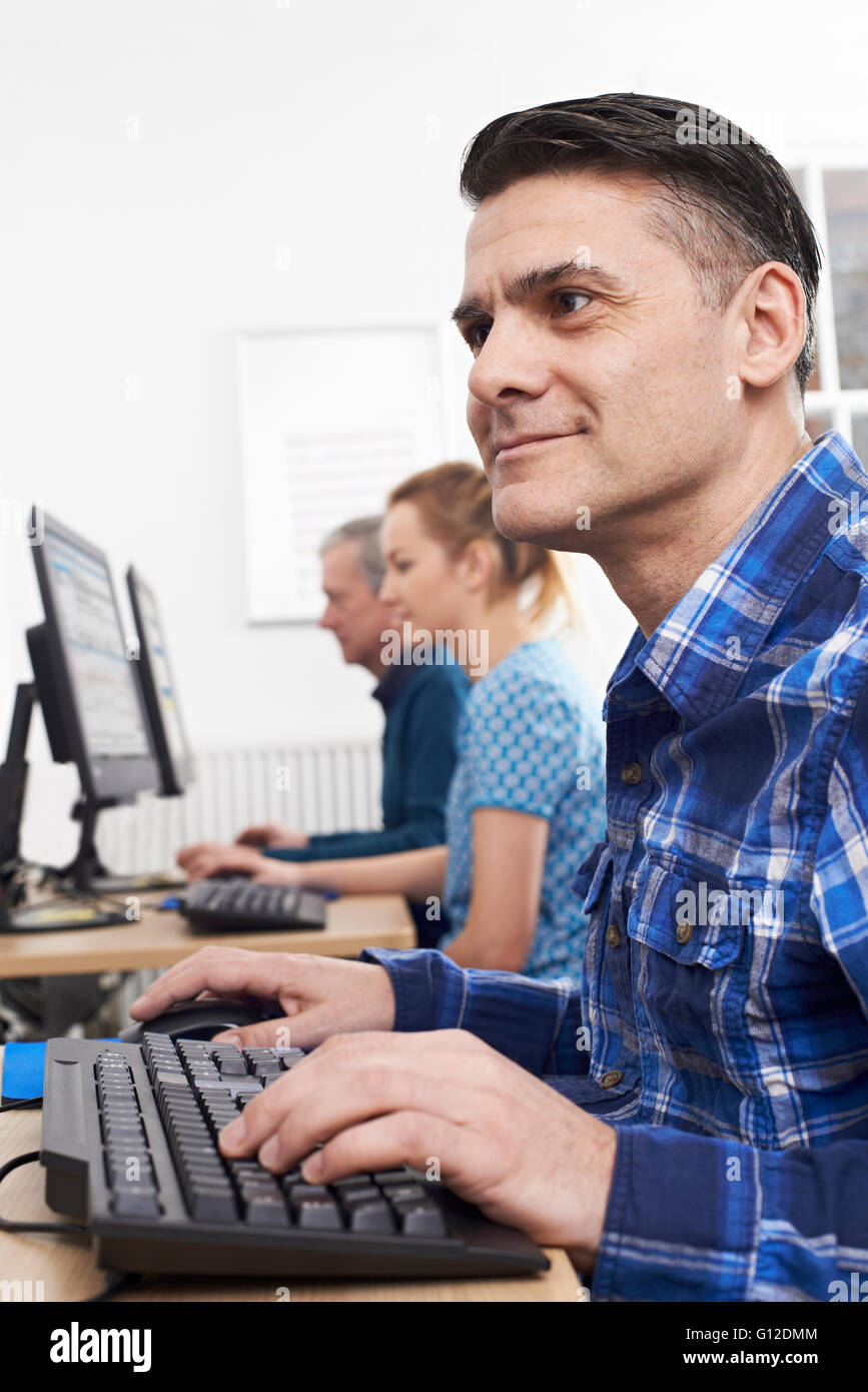 Mature Man Attending Computer Class Stock Photo - Alamy