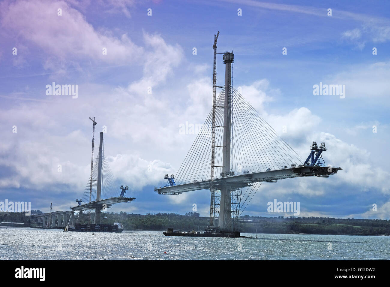 New Forth Road Bridge built alongside The Forth Road Bridge Stock Photo ...
