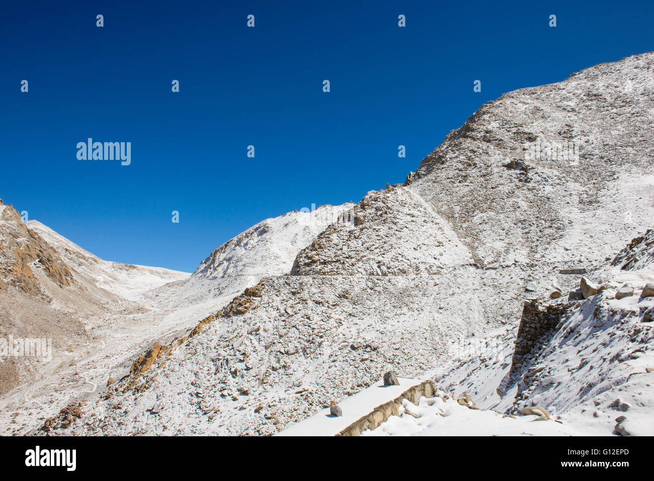 Nice sky with snow hill at Leh Ladakh India Stock Photo - Alamy