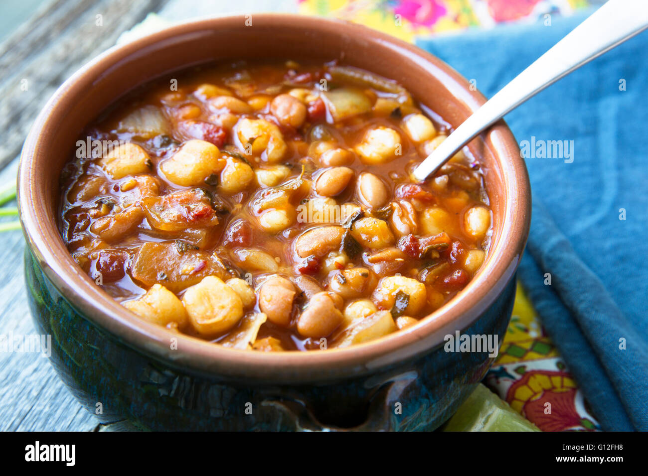 Vegan style mexican posole with hominy and pinto beans Stock Photo - Alamy