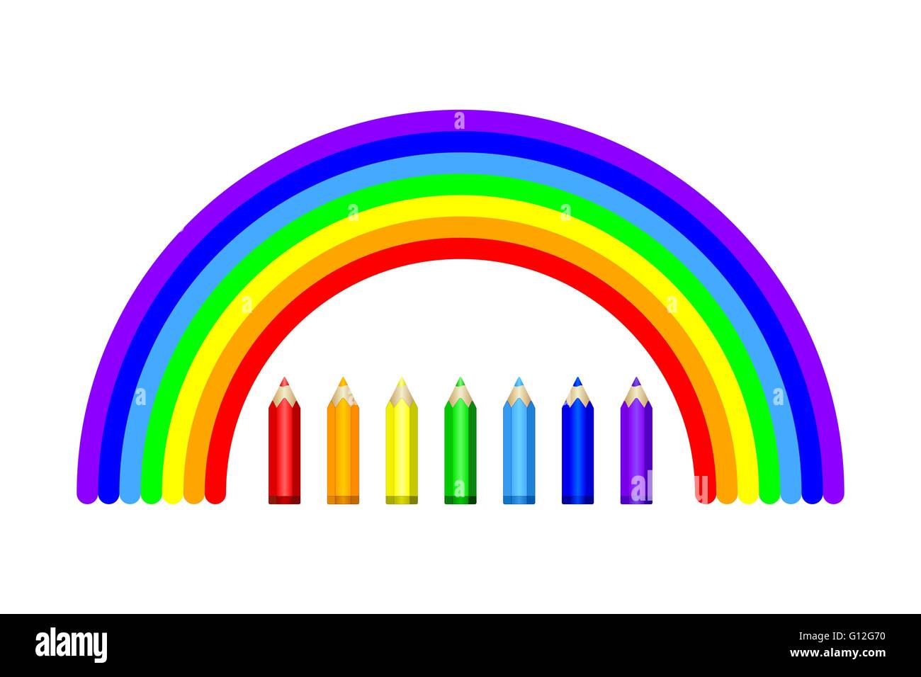 Set of colored pencils in rainbow colors. Vector EPS10 Stock Vector ...