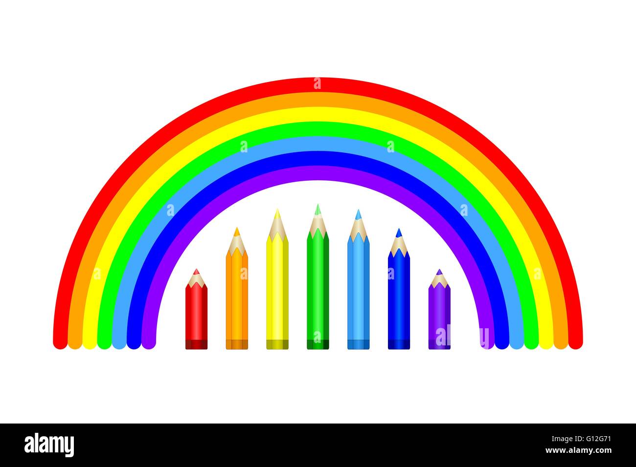 Set of colored pencils in rainbow colors. Vector EPS10 Stock Vector ...