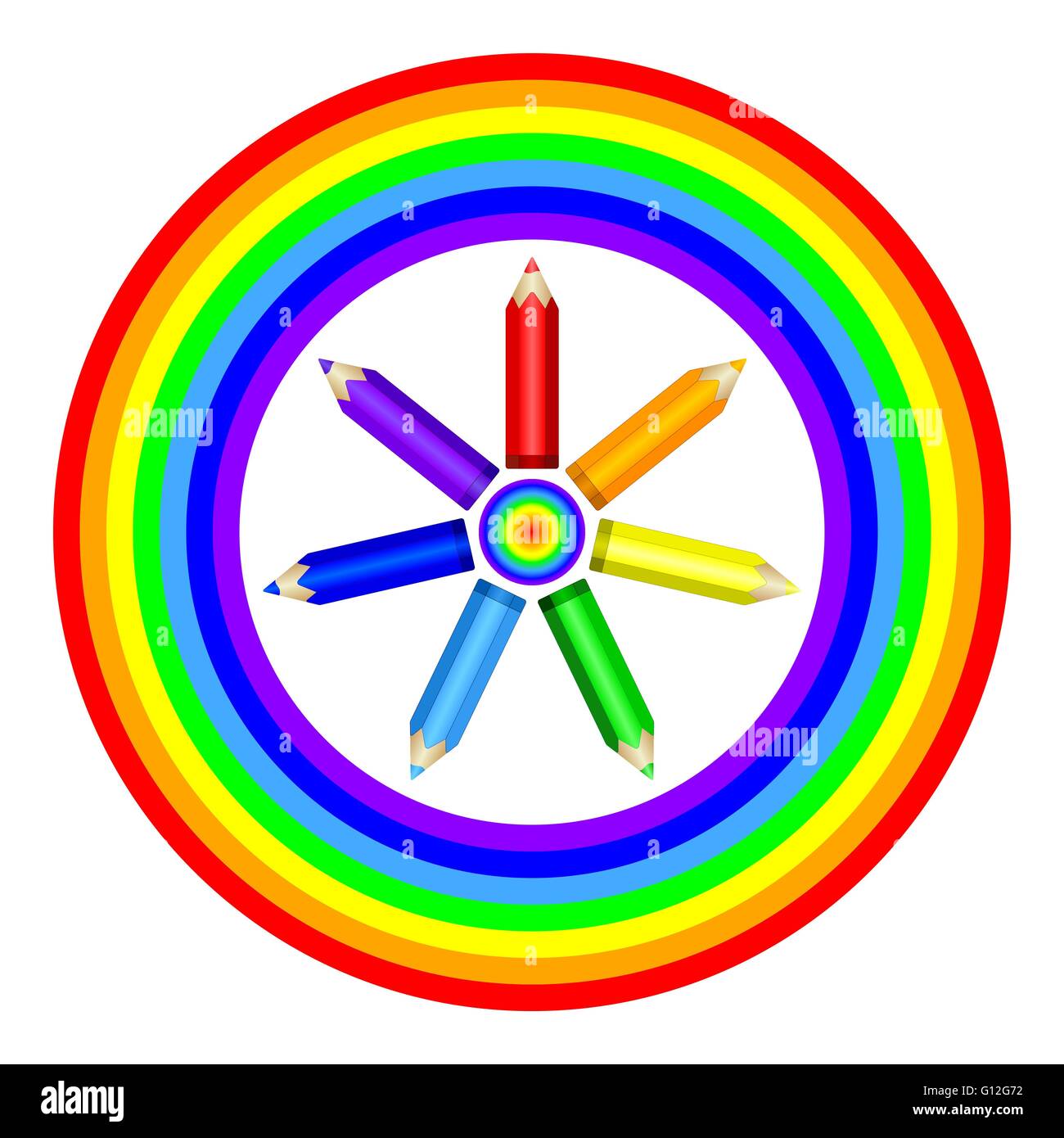 Set of colored pencils in rainbow colors. Vector EPS10 Stock Vector ...