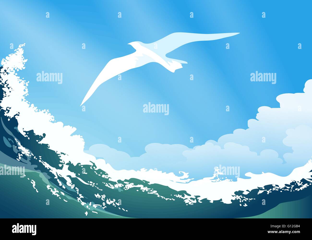 Blue sky clouds ocean sea Stock Vector Images - Alamy