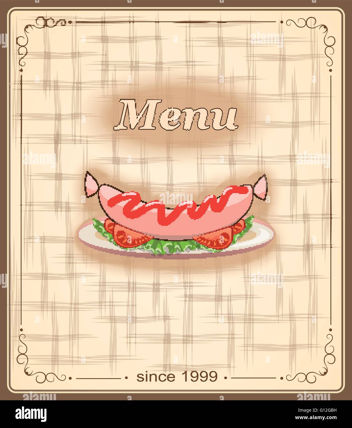 vector illustration banner for menu with sausage on the vintage ...