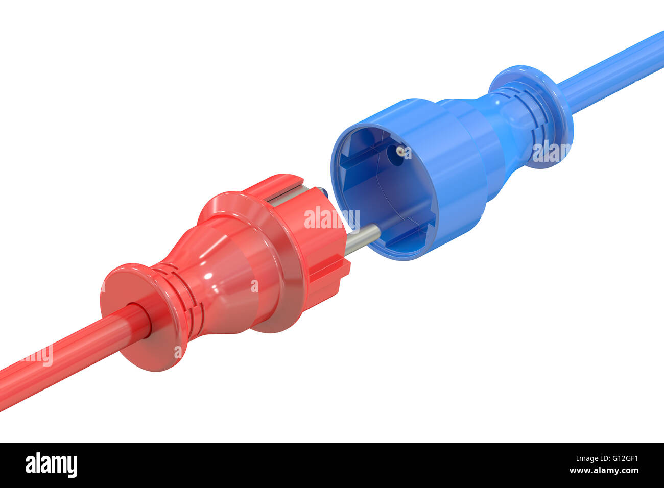 electric plug and socket, 3D rendering isolated on white background ...