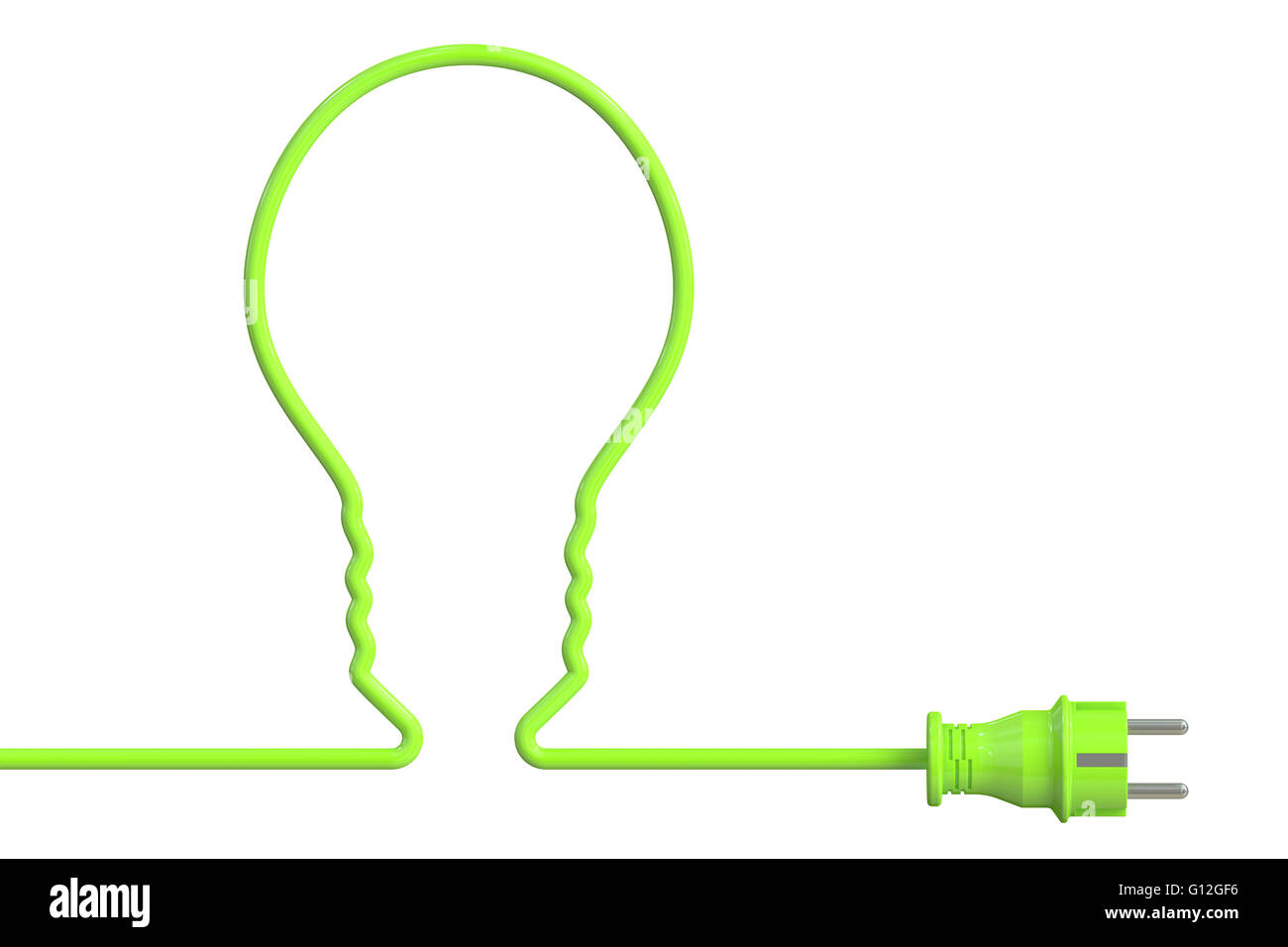 green bulb with plug, eco concept. 3D rendering isolated on white ...