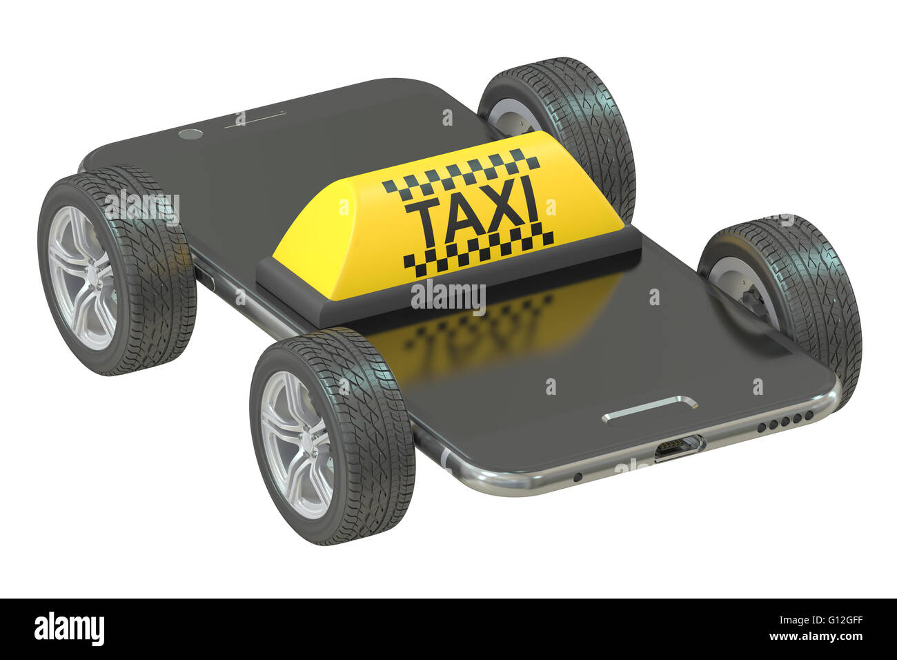 taxi service concept, 3D rendering isolated on white background Stock ...