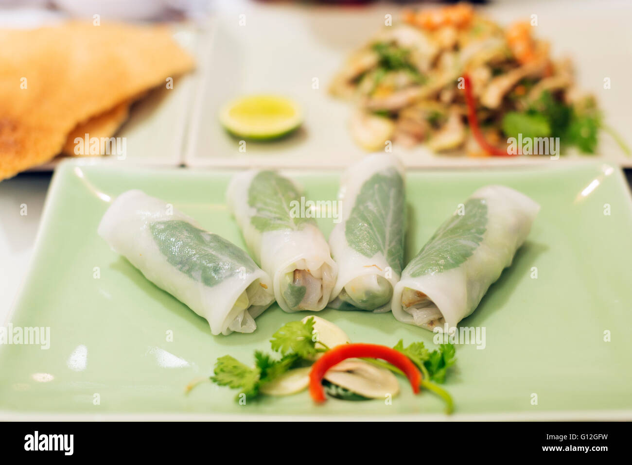 South East Asia, Vietnam, Ho Chi Mihn City (Saigon), fresh spring rolls ...