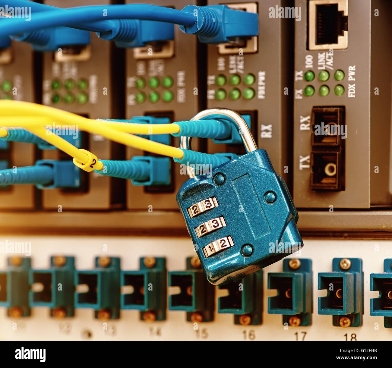 network and data protection concept with padlock and switch Stock Photo ...