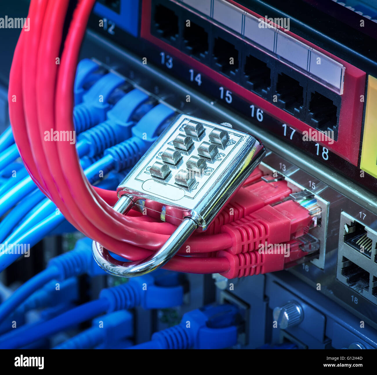 network and data protection concept with padlock and switch Stock Photo ...