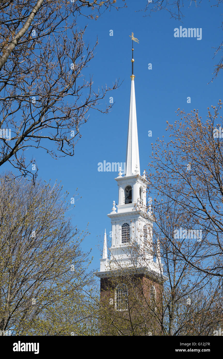 The spire of Harvard Memorial church, Harvard University, Cambridge ...