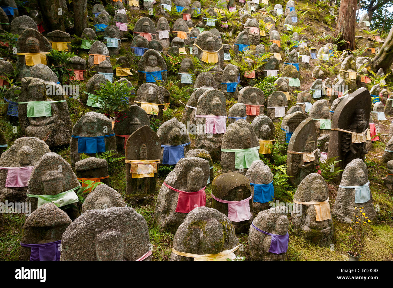 Thousands statues of Jizo, the guardian monk, Japan Stock Photo - Alamy