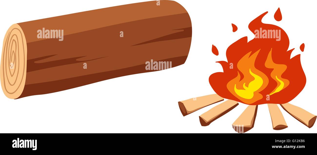 Campfire and single log illustration Stock Vector Image & Art - Alamy