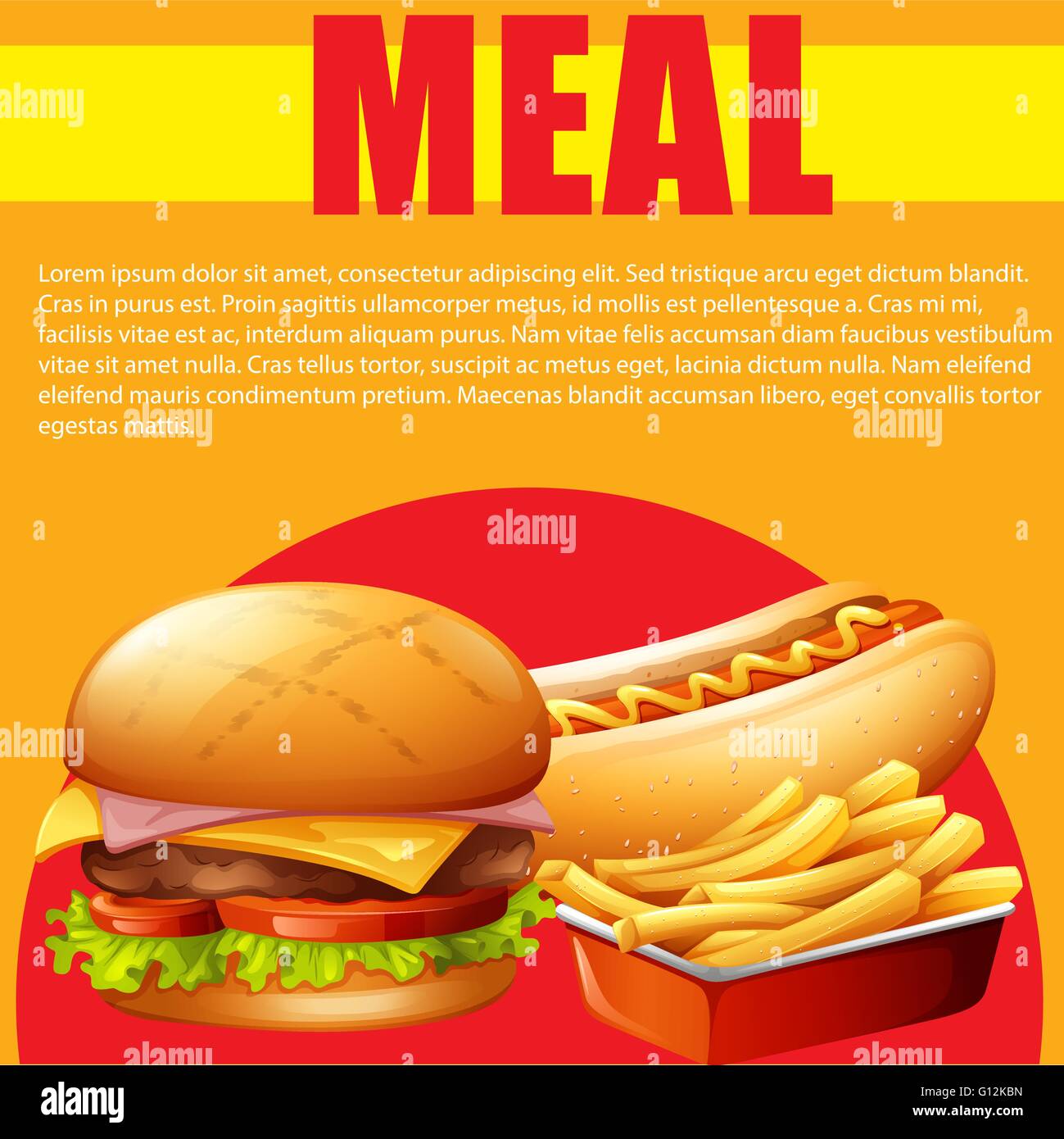 Meal poster with hamburger and fries illustration Stock Vector Image ...
