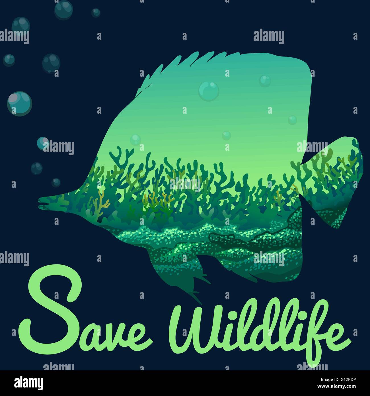 Save wildlife theme with fish underwater illustration Stock Vector ...