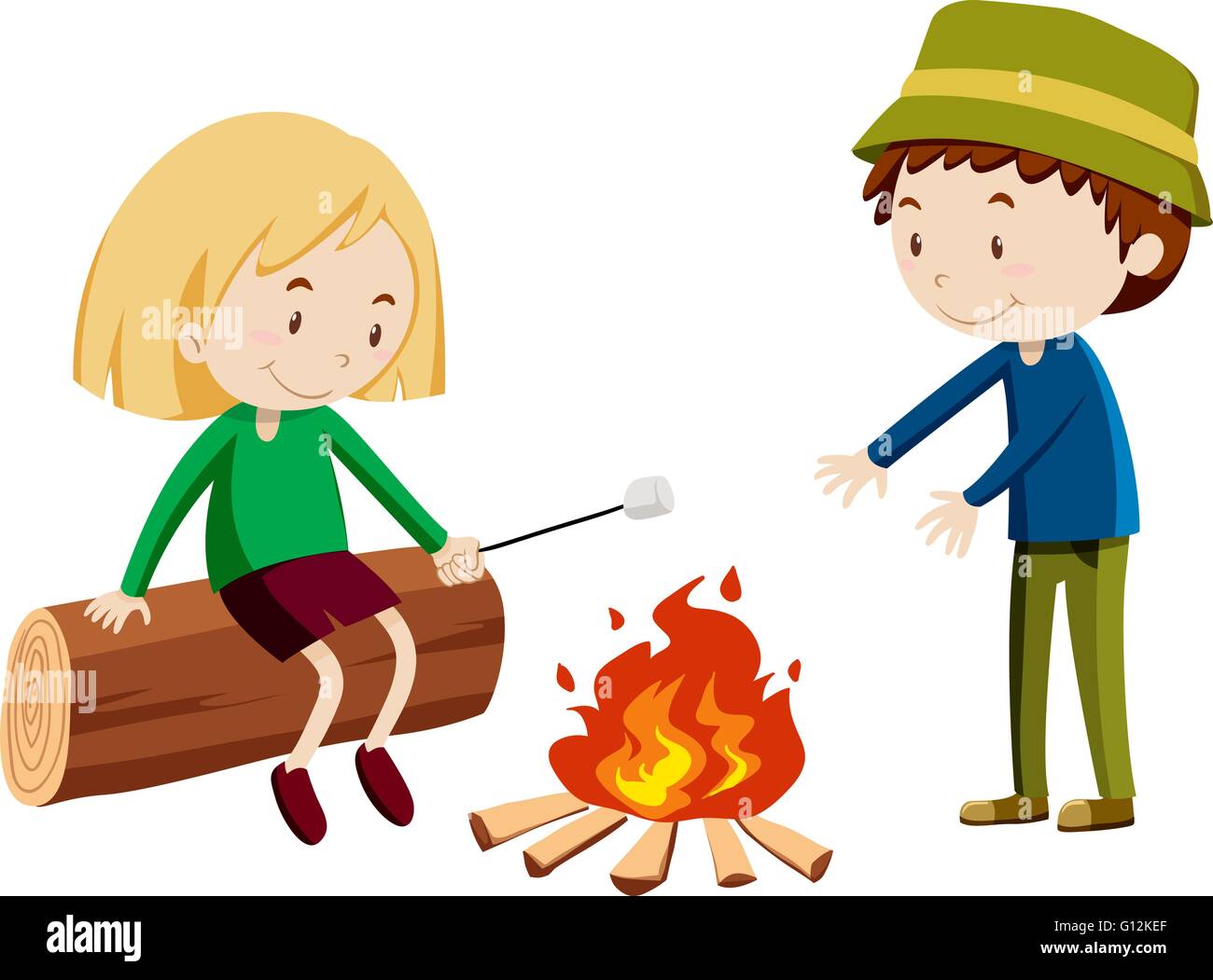 People camping out by the fire illustration Stock Vector Image & Art ...