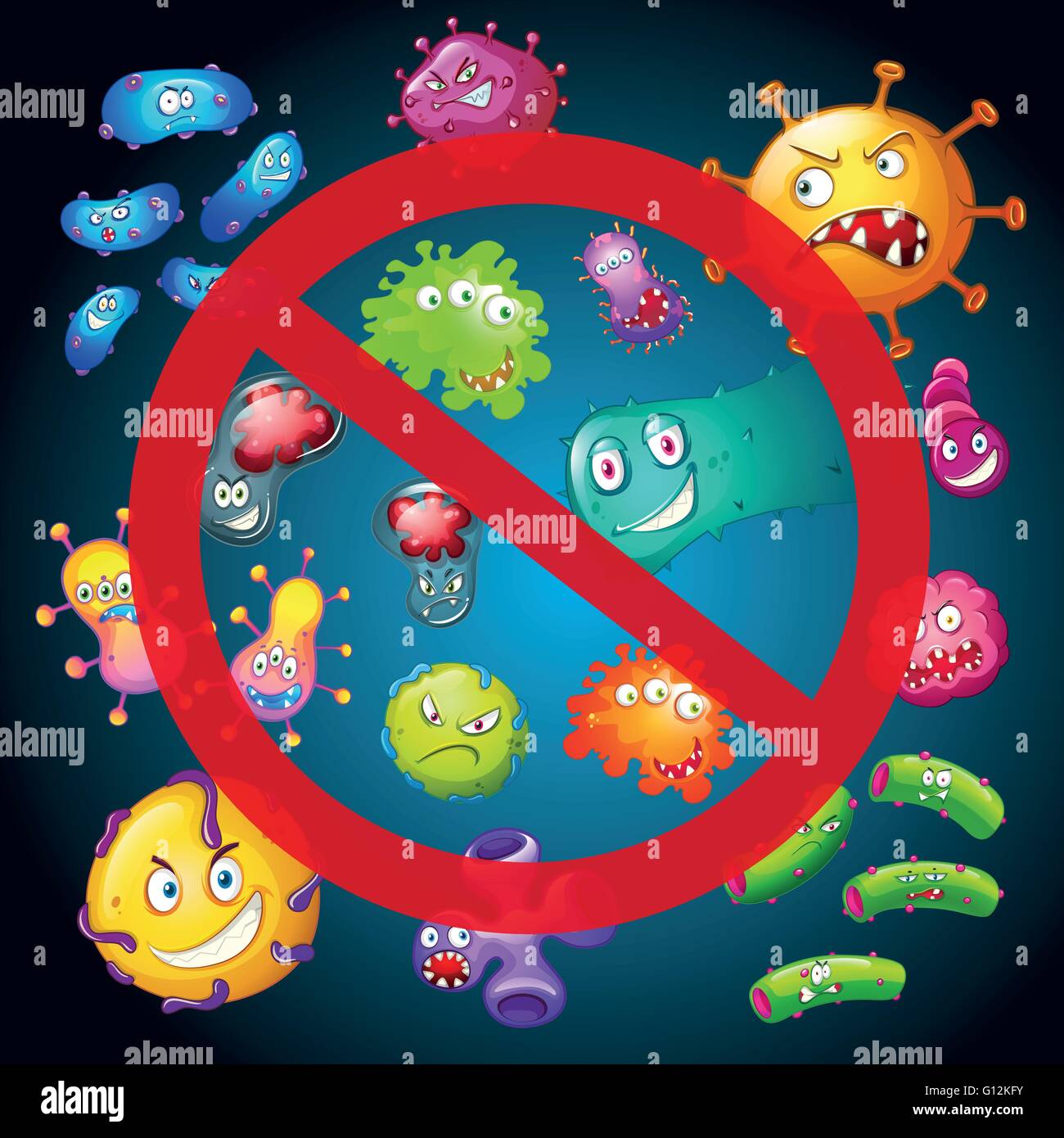 Bacteria and stop sign illustration Stock Vector Image & Art - Alamy