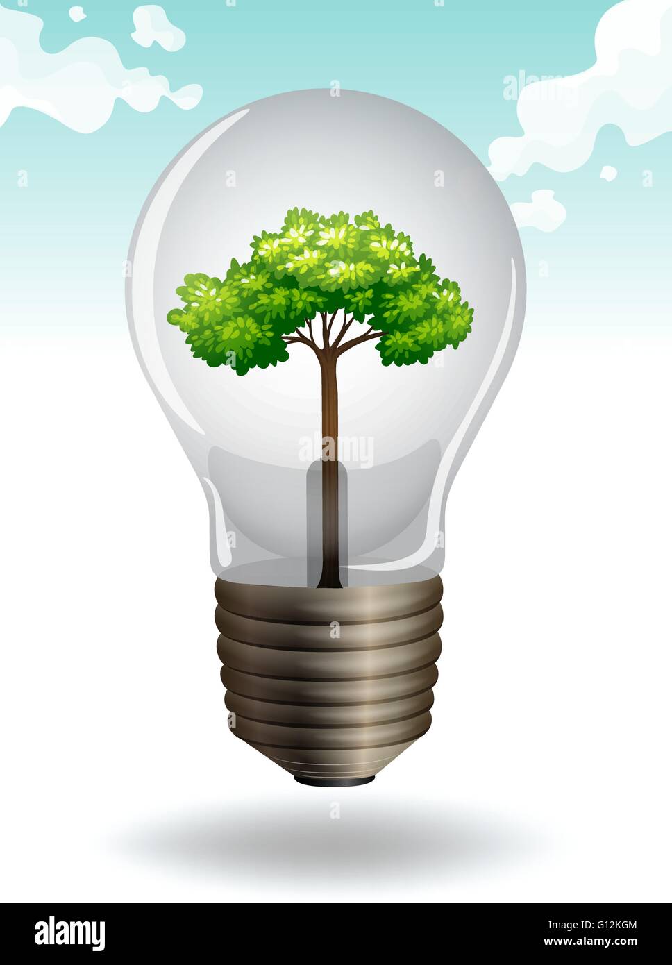 Save energy theme with lightbulb and tree illustration Stock Vector ...