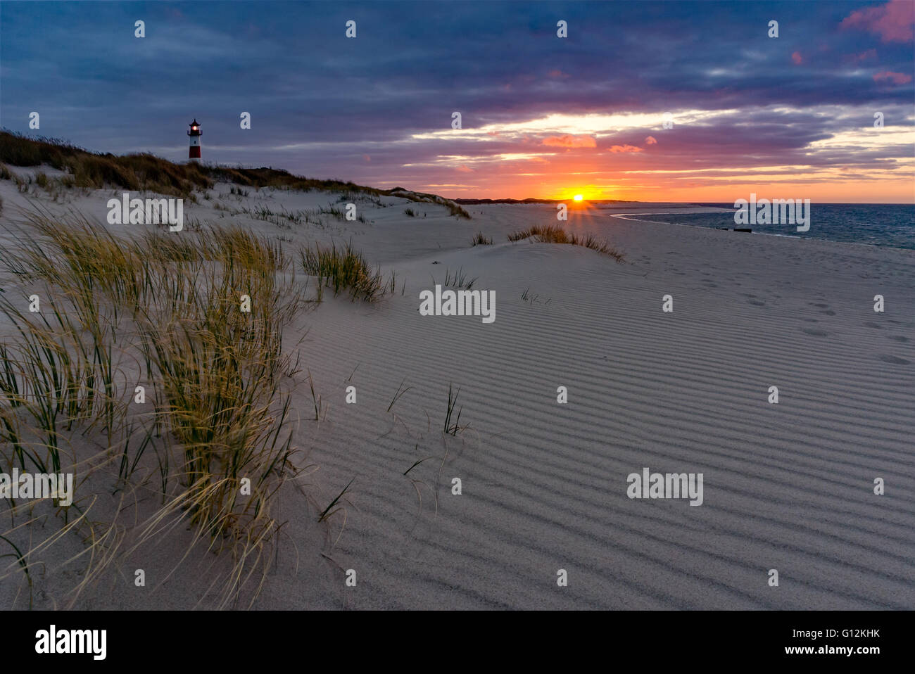 Lighthouse - Sylt, Germany - Sunset Stock Photo - Alamy