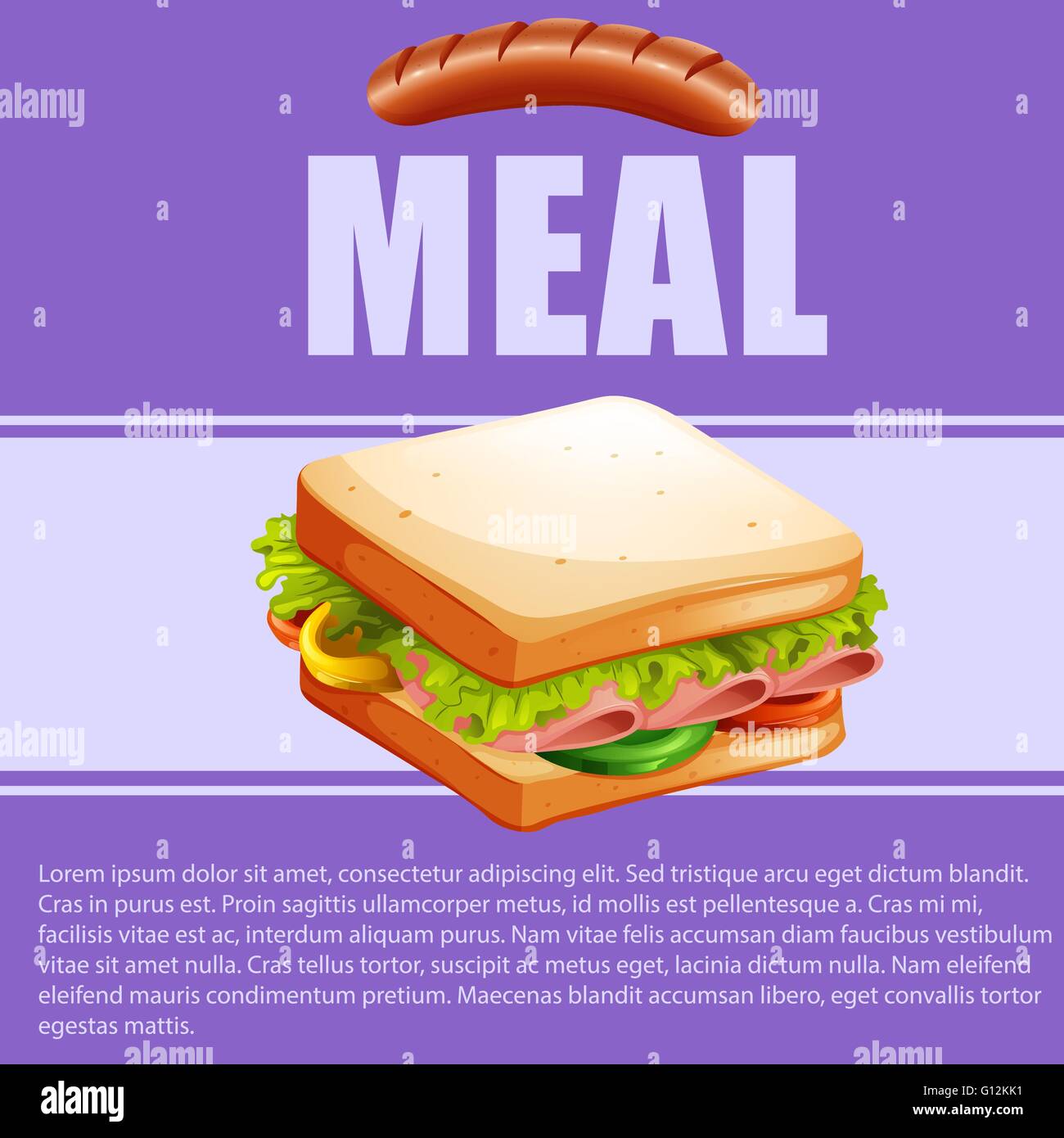 Food theme with sandwich and text illustration Stock Vector Image & Art ...