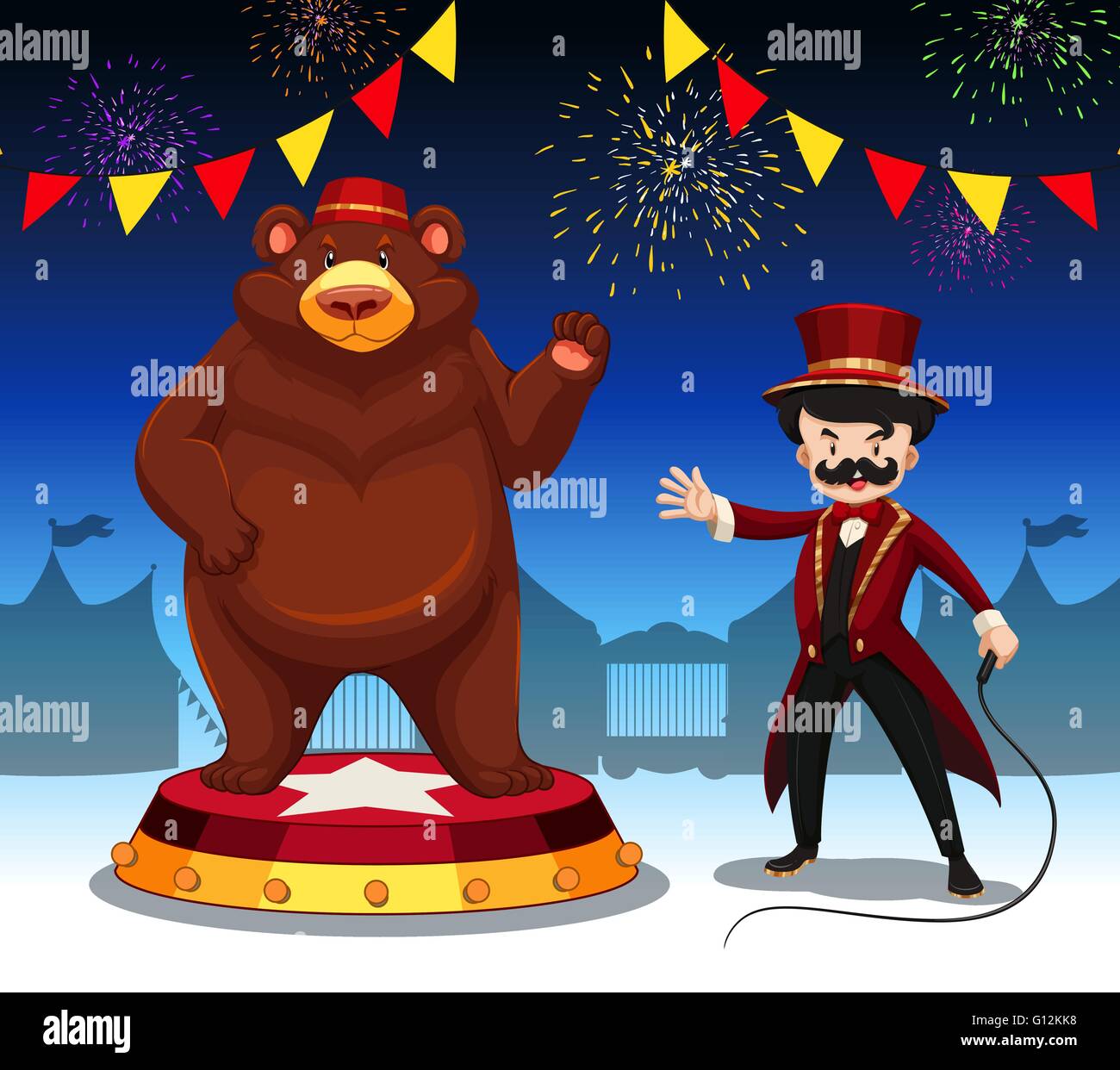 Ring master and bear at circus show illustration Stock Vector Image ...