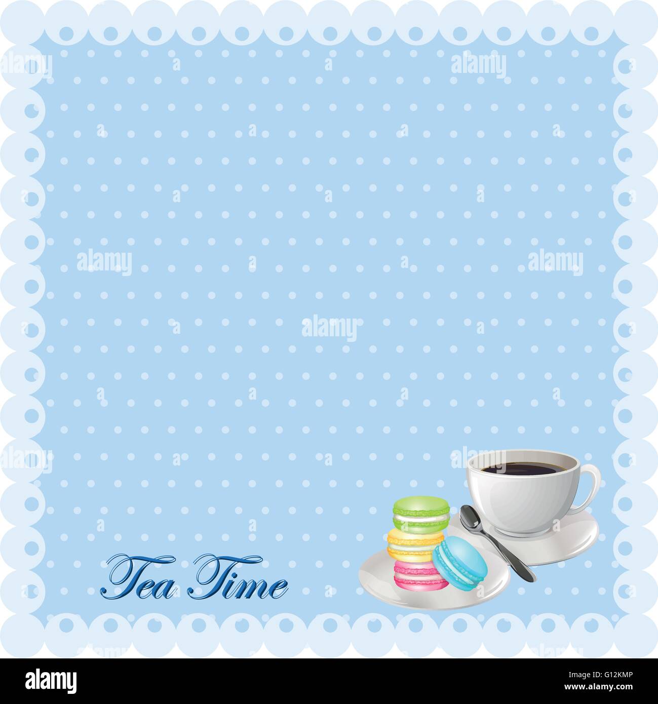 Border design with tea and macaron illustration Stock Vector Image ...