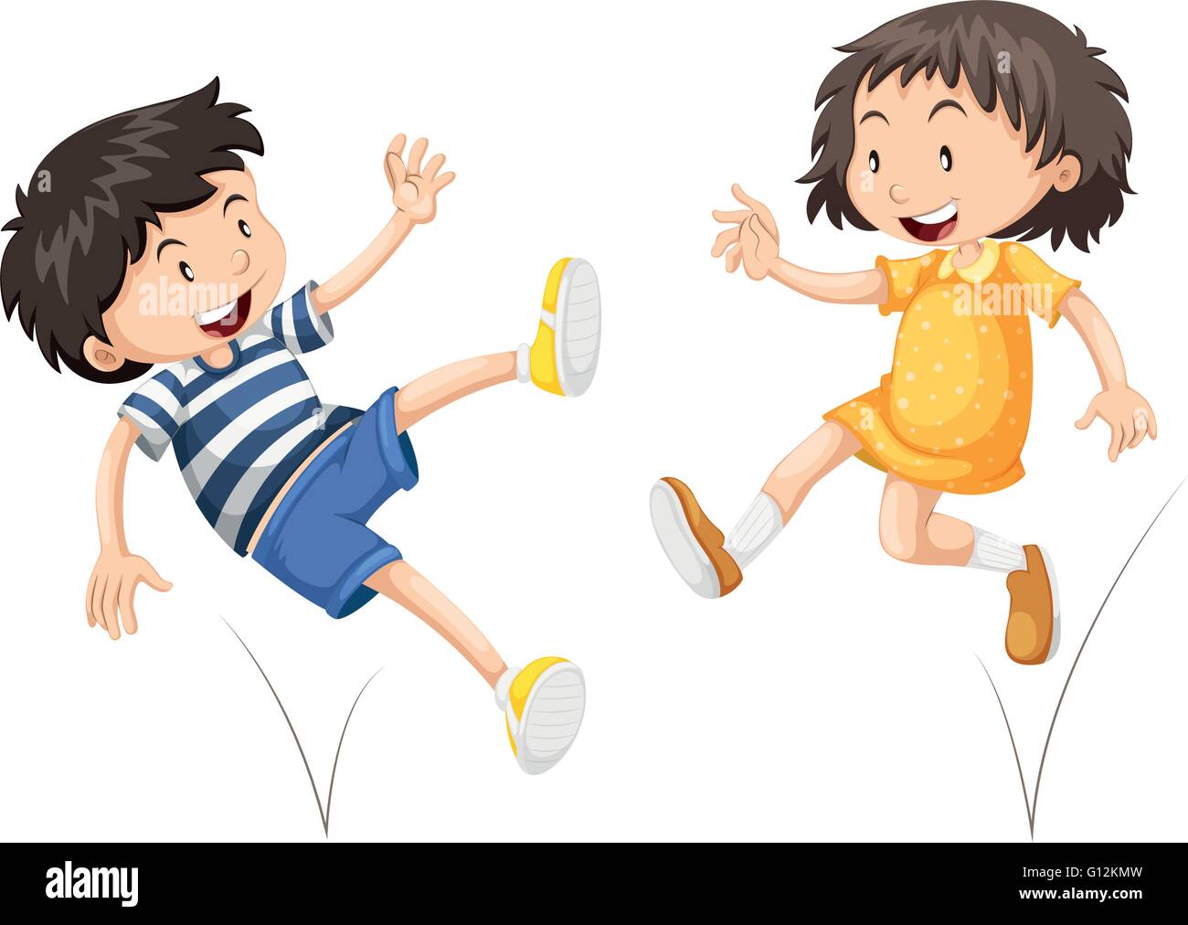 Boy and girl bouncing illustration Stock Vector Image & Art - Alamy