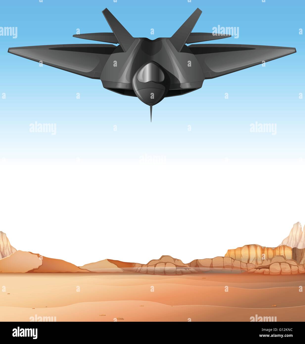 Fighting jet flying over the battle field illustration Stock Vector ...