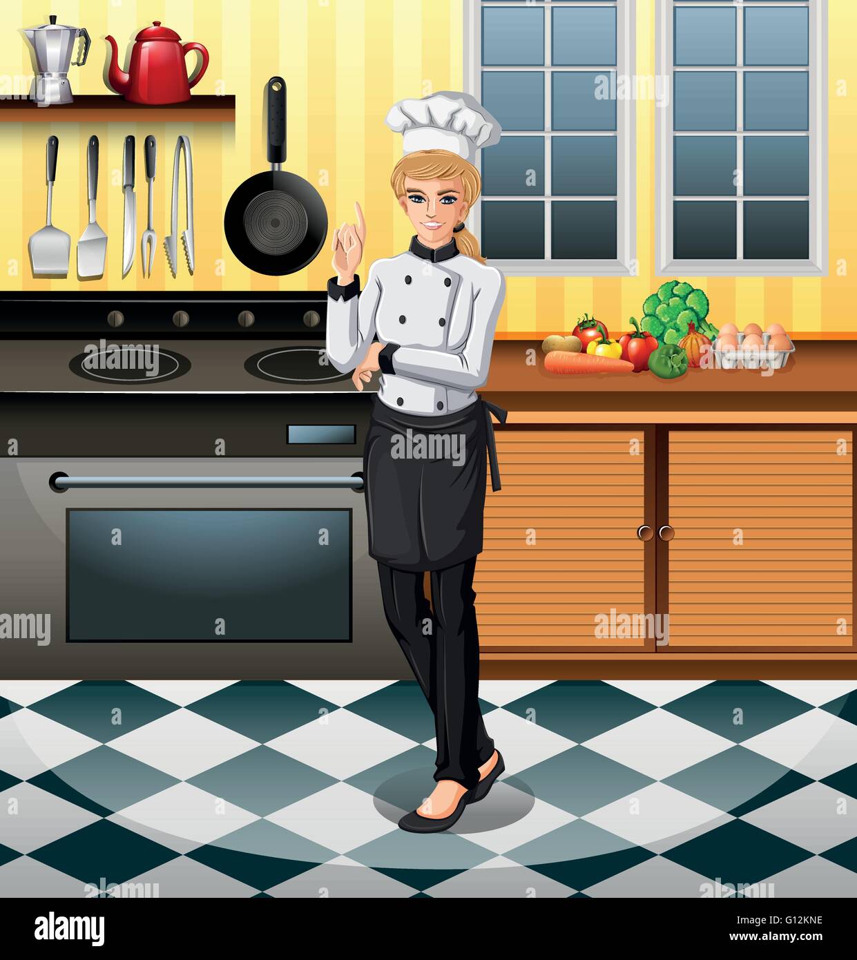 Chef working in the kitchen illustration Stock Vector Image & Art - Alamy