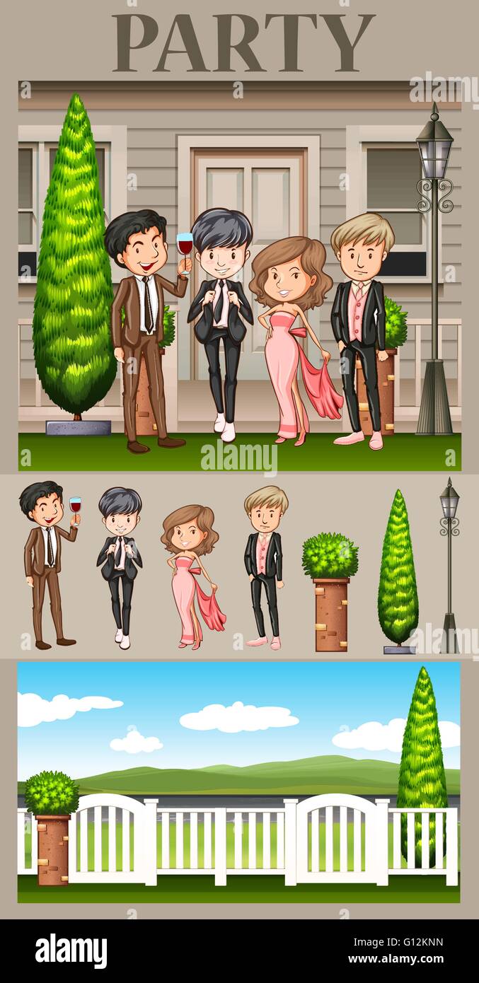 People in formal dresses at the party illustration Stock Vector Image ...