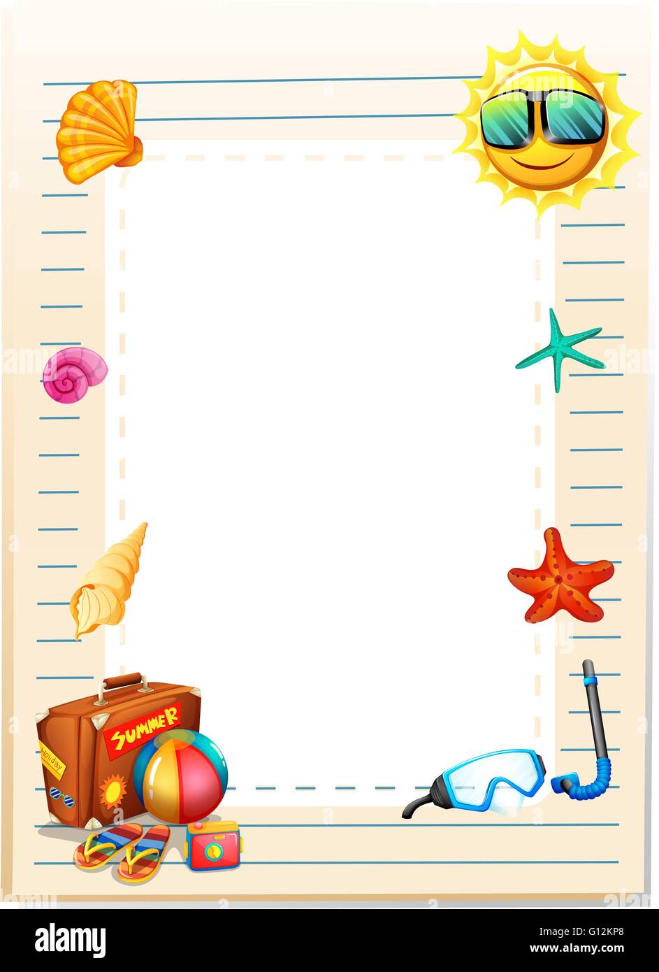 Border design with summer theme illustration Stock Vector Image & Art ...