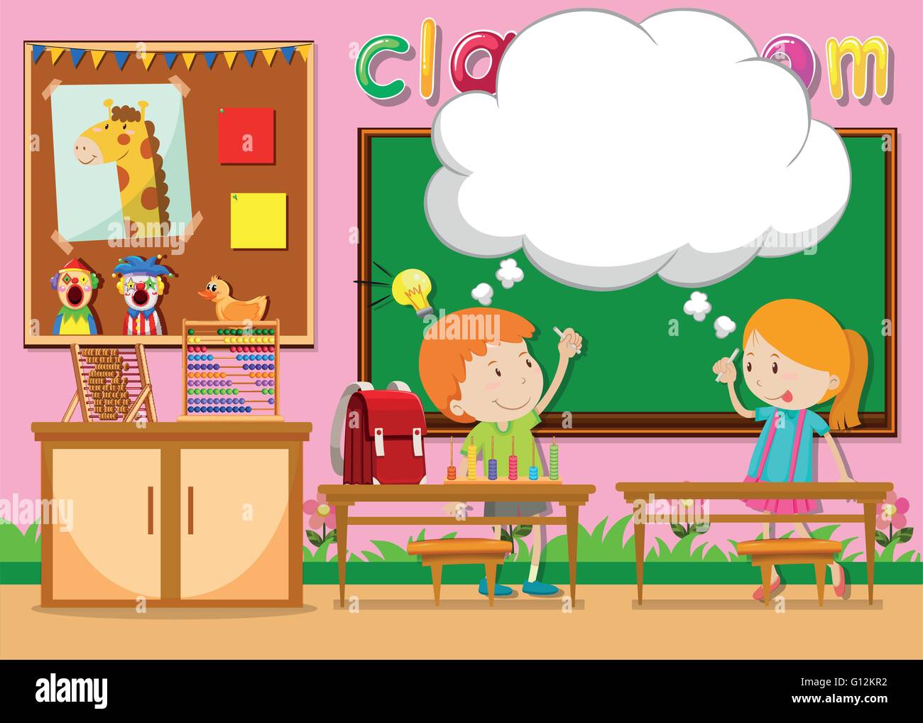 Boy In Classroom Stock Vector Images - Alamy