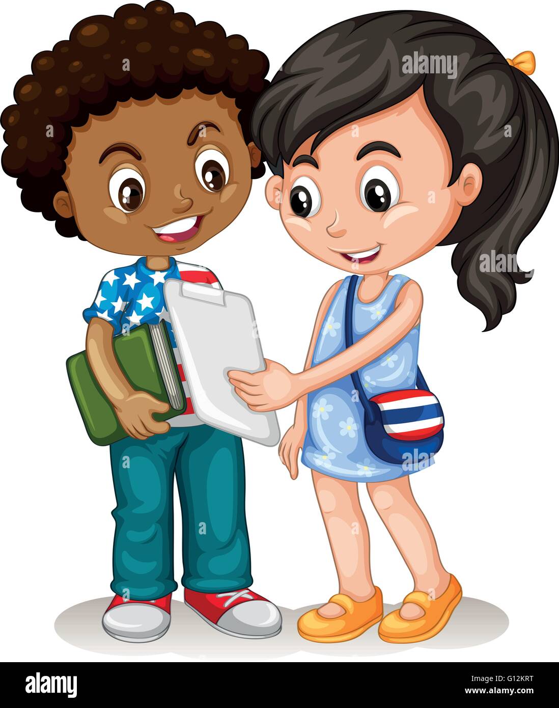 2 Students Working Together Clipart
