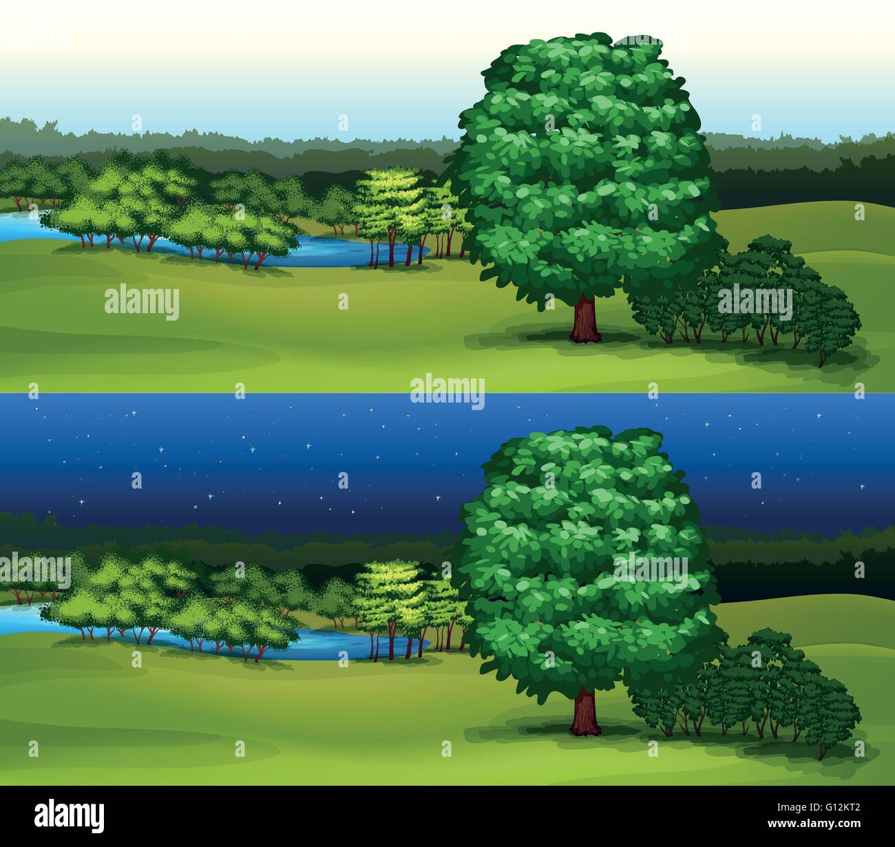 Night time theme park Stock Vector Images - Alamy