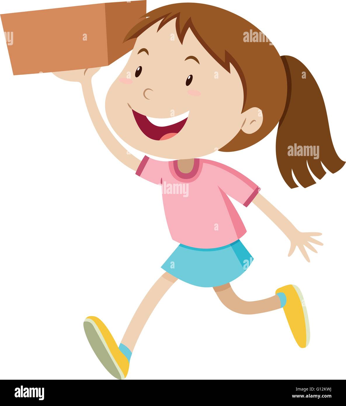 Girl running with a box illustration Stock Vector Image & Art - Alamy