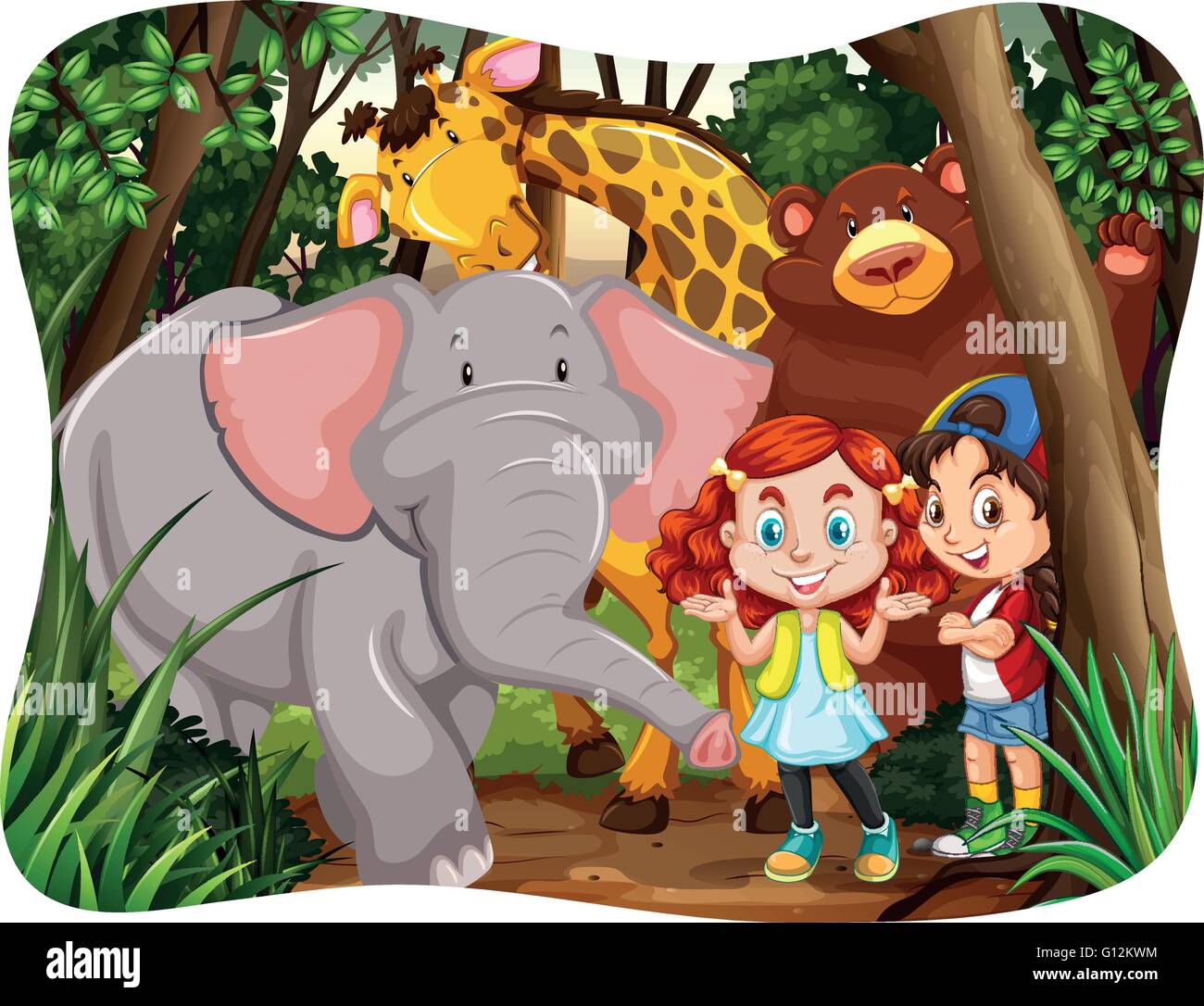 Children in the wild Stock Vector Images - Alamy