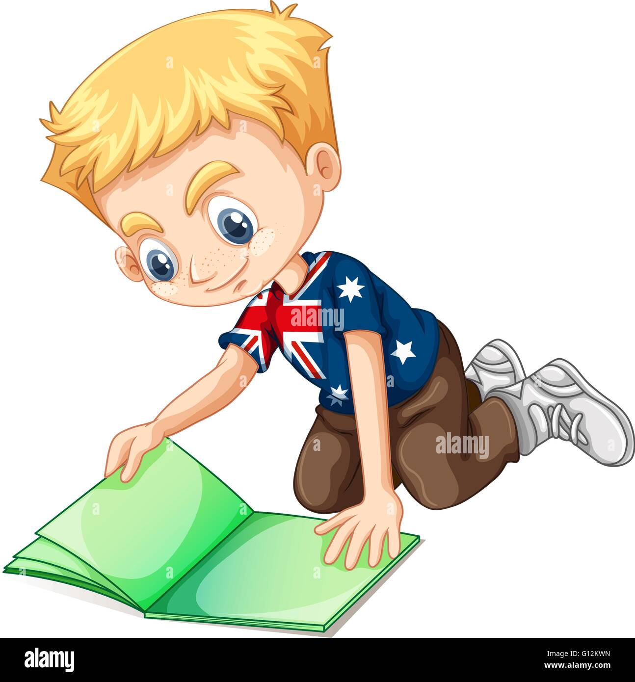 British boy reading a book illustration Stock Vector Image & Art - Alamy