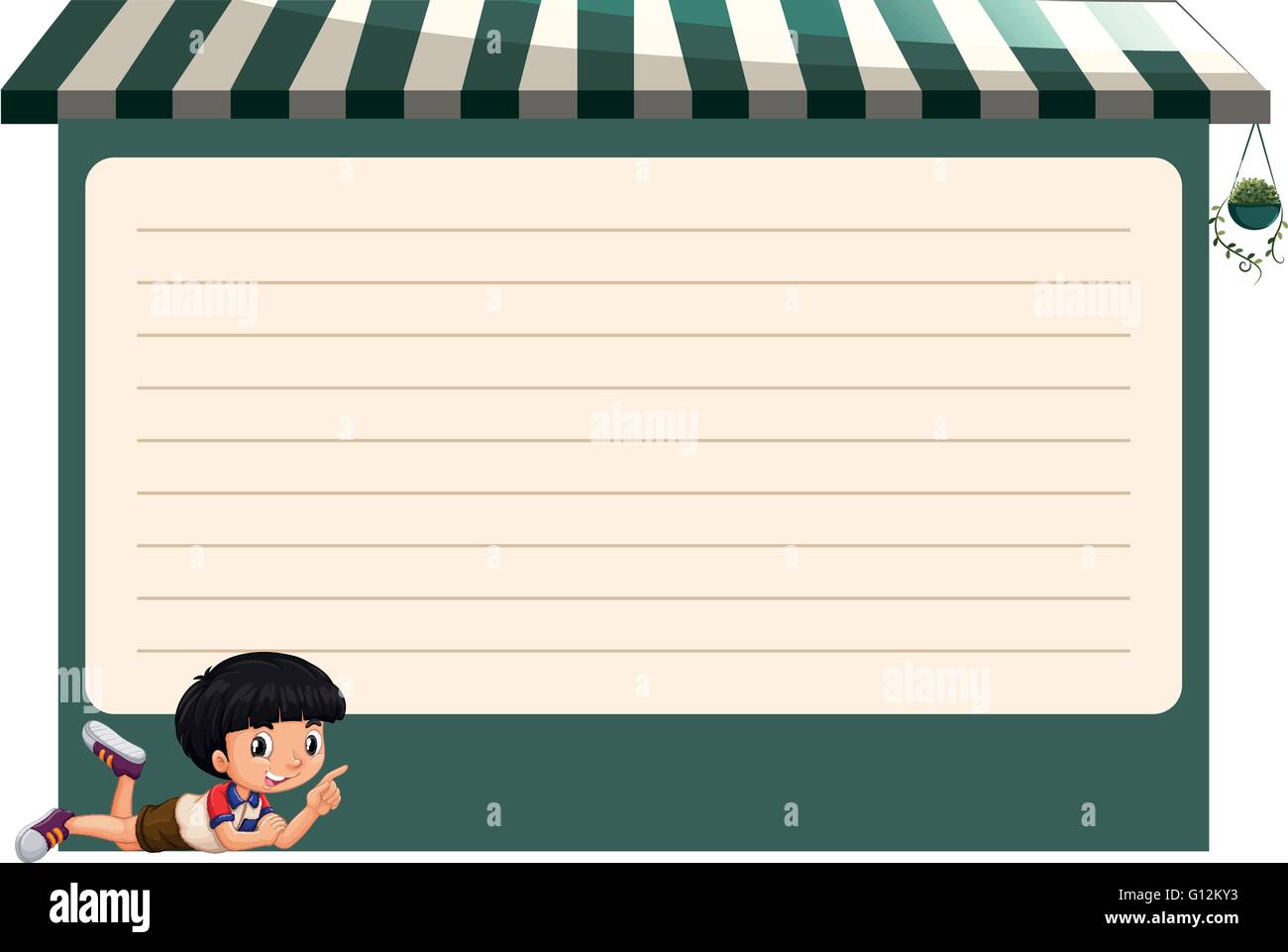 Line paper design with little boy illustration Stock Vector Image & Art ...