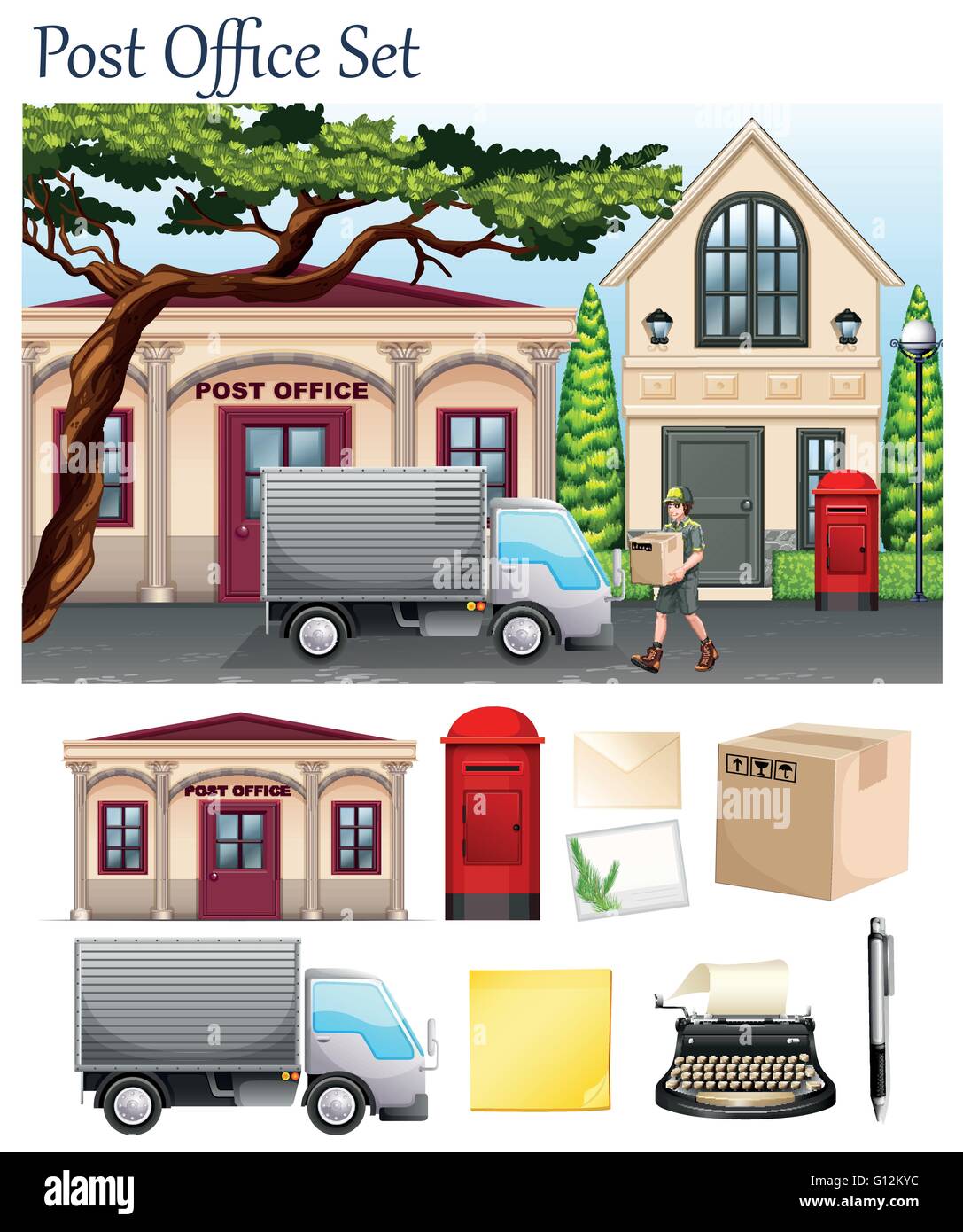 Post office and postal objects illustration Stock Vector Image & Art ...