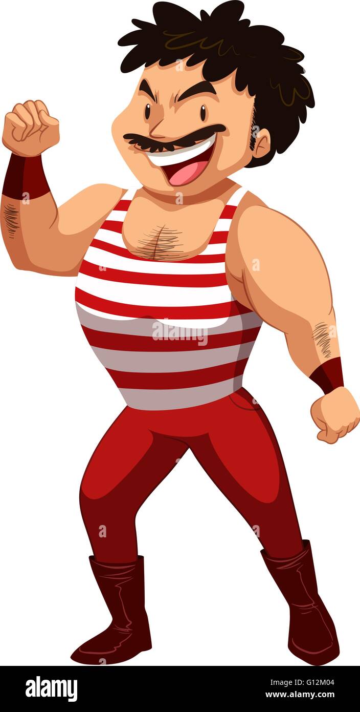 Man with mustache showing muscles illustration Stock Vector Image & Art ...