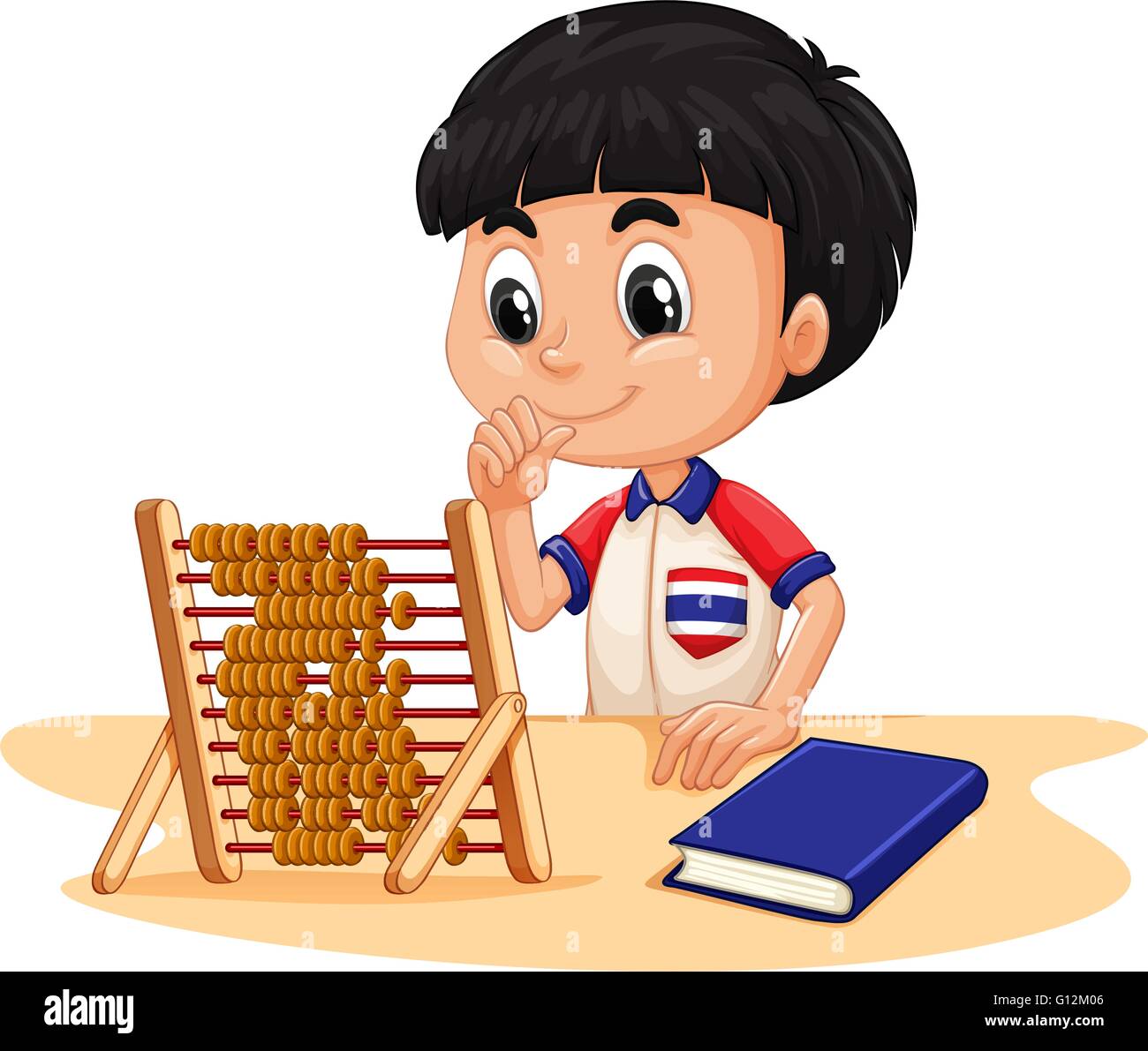 Boy calculating with abacus illustration Stock Vector Image & Art - Alamy