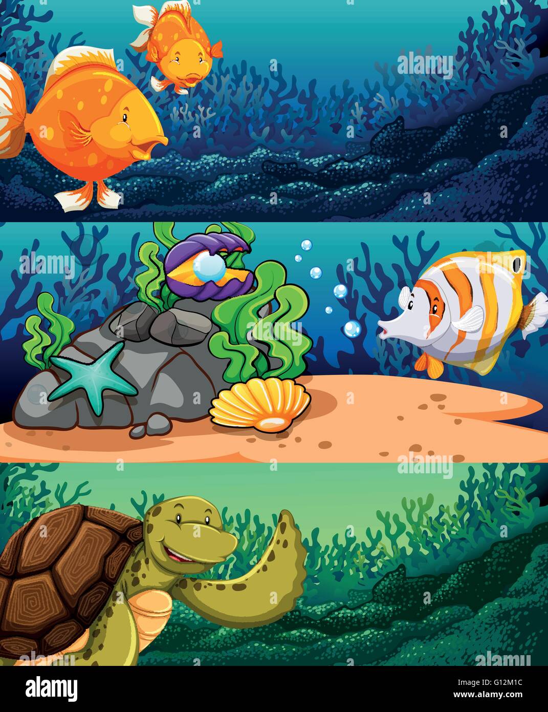 Sea animals under the ocean illustration Stock Vector Image & Art - Alamy