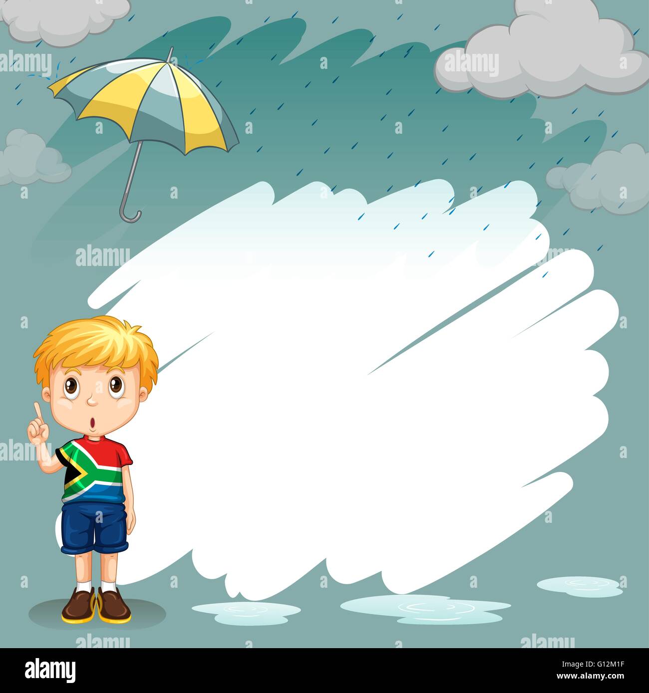 Border design with boy in the rain illustration Stock Vector Image ...